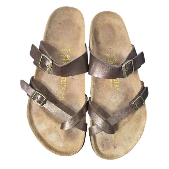 Birkenstock | Shoes | Birkenstock Mayari Brown Leather Slip On Sandals ...